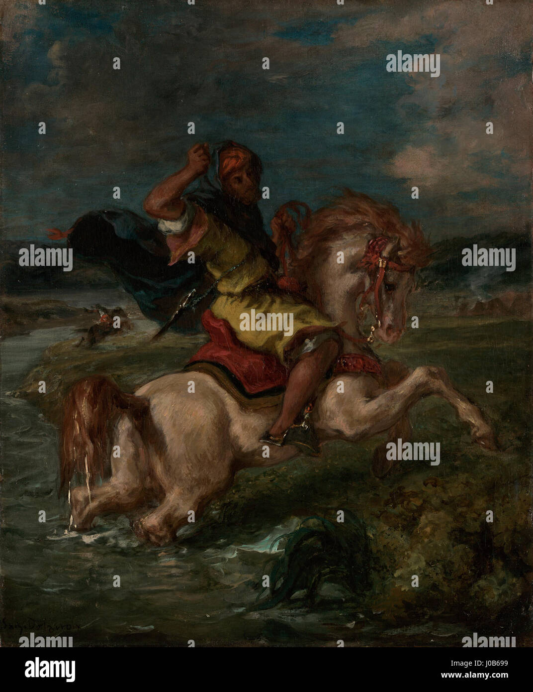 This painting by Eugène Delacroix shows a Moroccan horseman crossing a ...