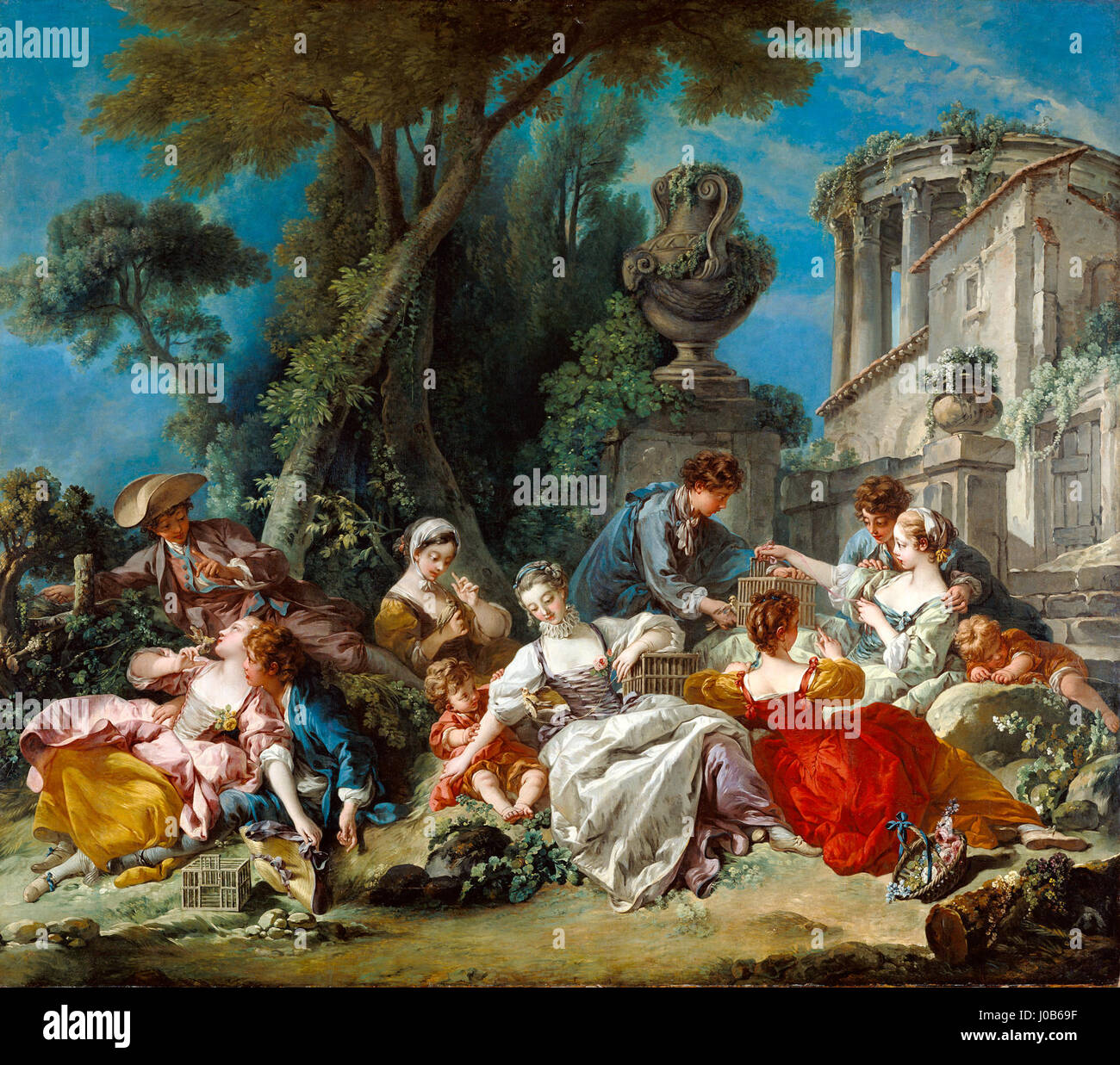 'The Bird Catchers' by François Boucher is a Rococo painting that ...
