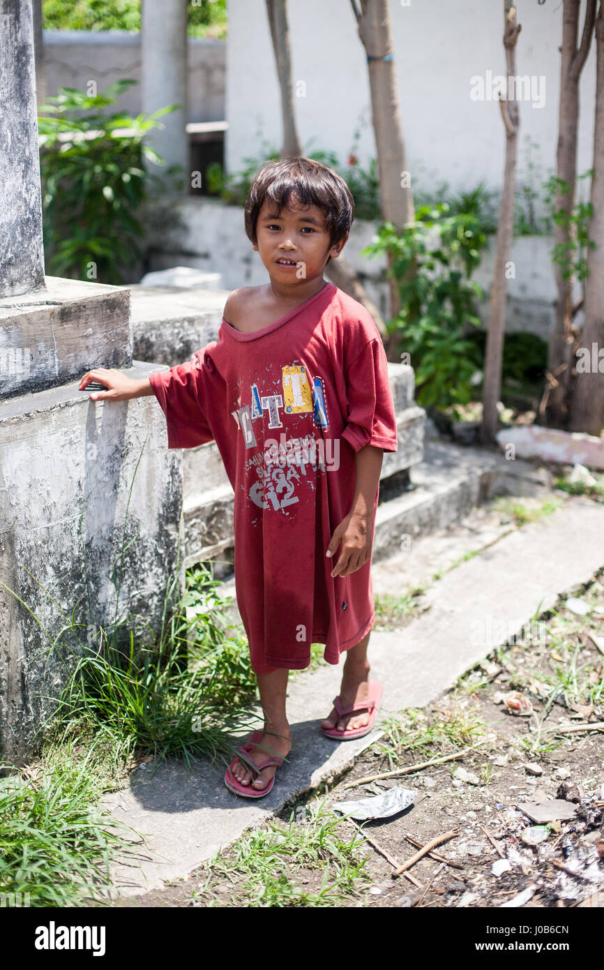 Cebu, Philippines - October 01, 2014. Children play in the yard ...