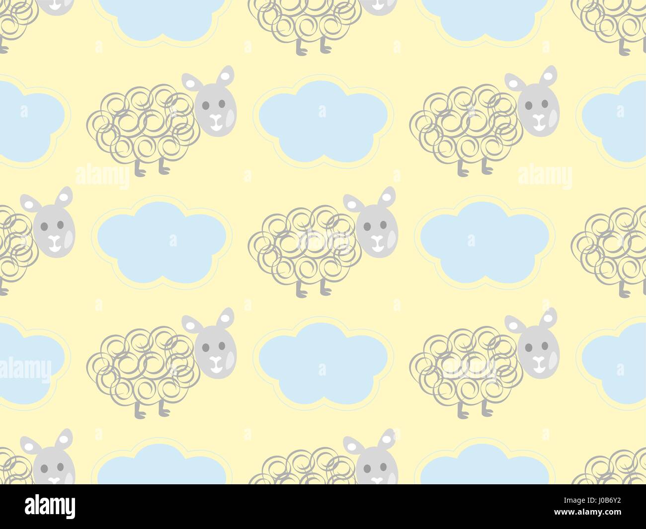 Seamless pattern polka dot with sheep and clouds . Vector background ...