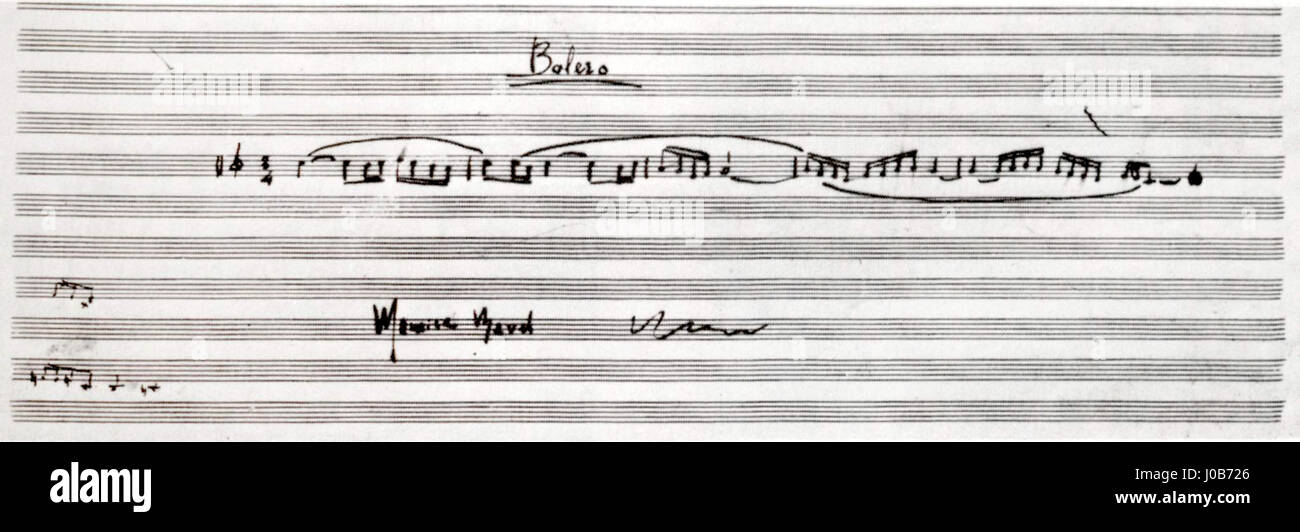 The 'Boléro thème manuscrit' is a manuscript of the famous music piece ...