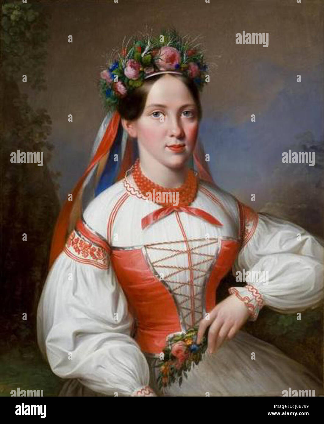Marcin Jabłoński's 1845 painting 'Krakowianka' features a female figure ...