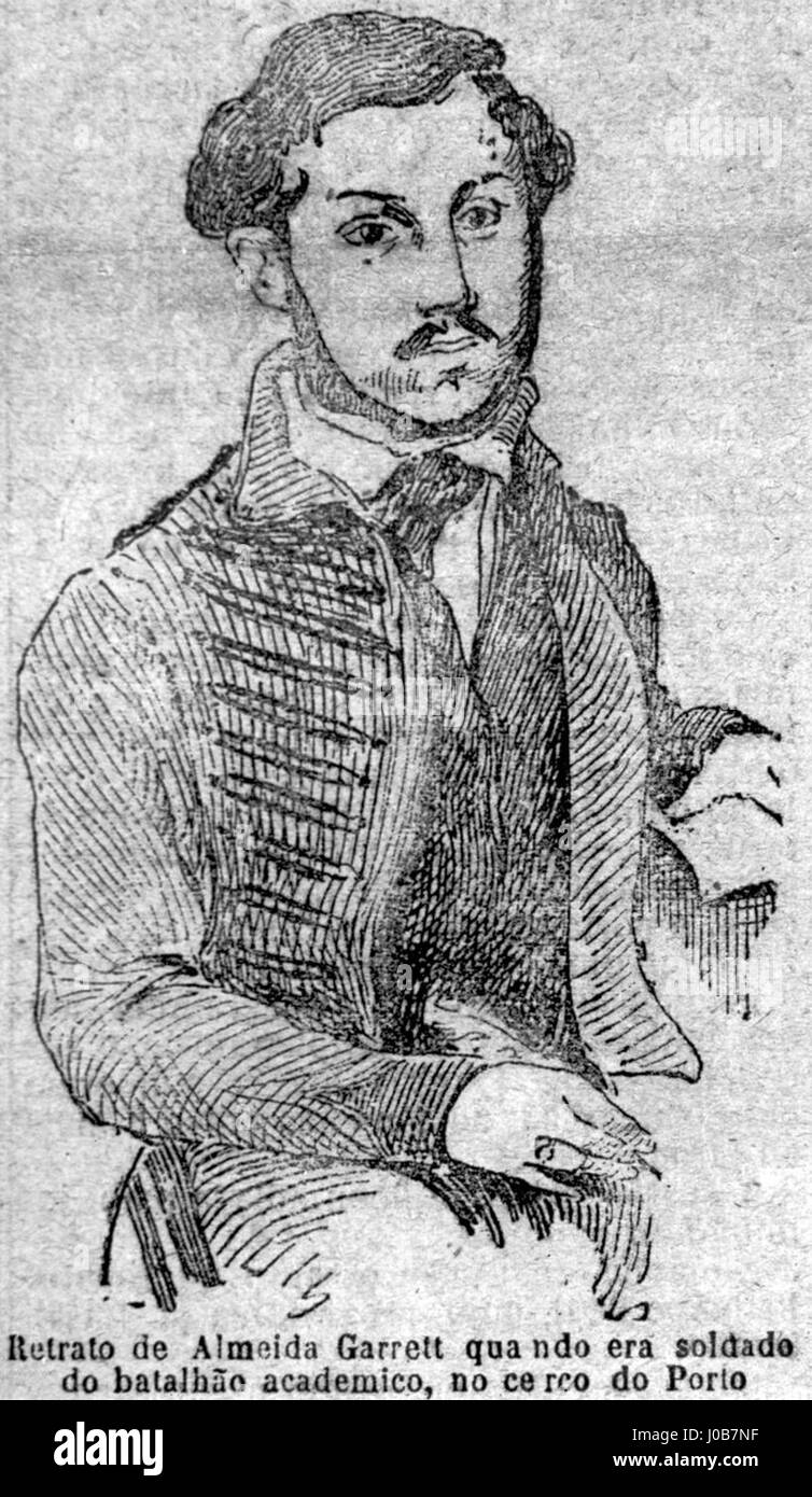 Retrato de Almeida Garrett quando era soldado do batalhão académico, no ...
