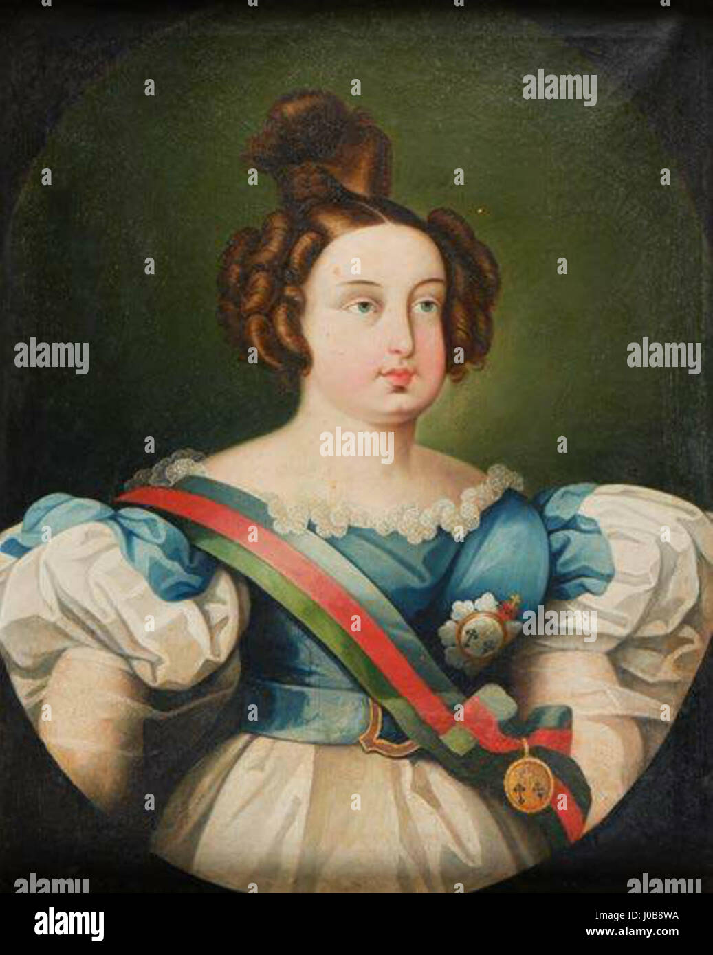This 19th-century Portuguese painting depicts Queen Maria II wearing ...