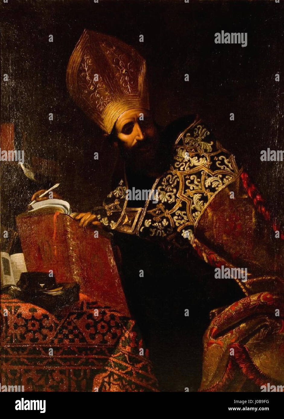 This anonymous 17th-century artwork titled *San Agustín* depicts Saint ...
