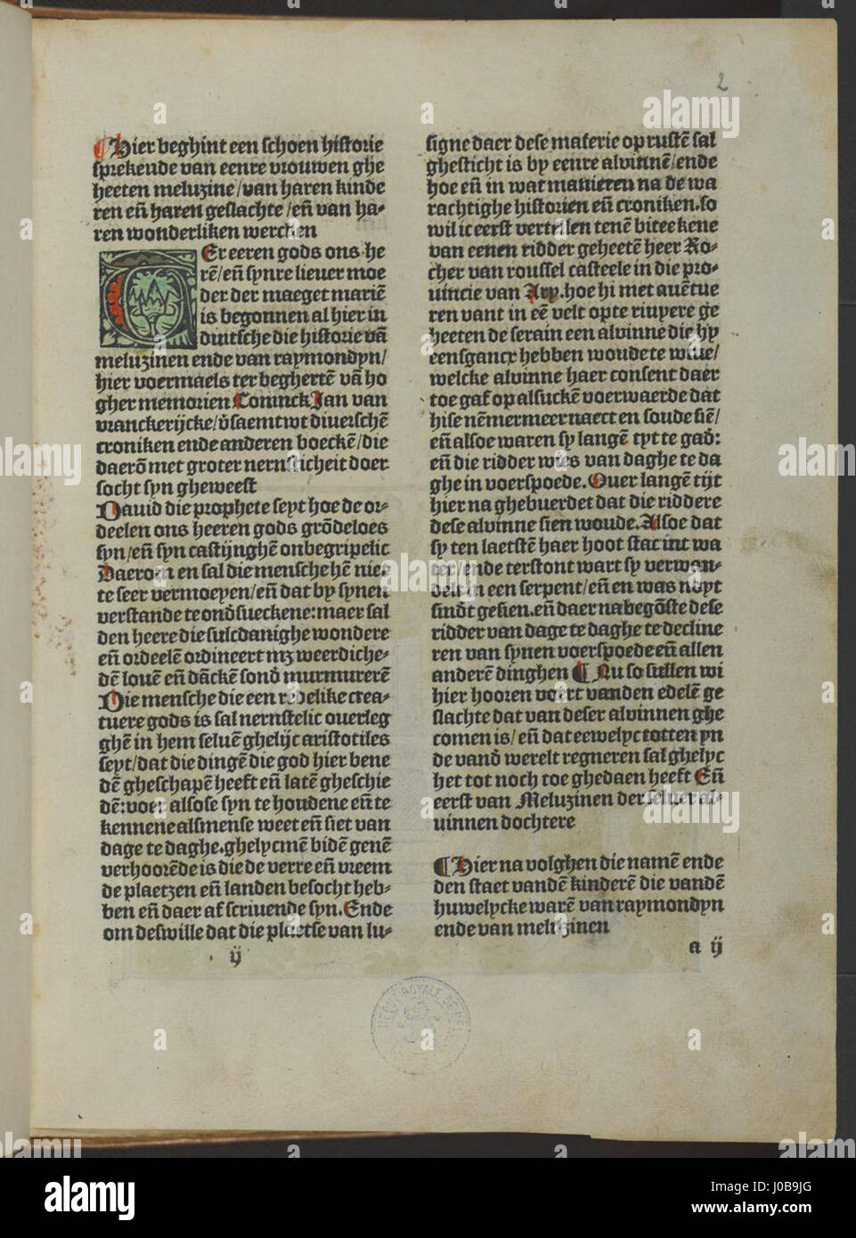 The first page of 'Histoire de la belle Mélusine' (The Story of the ...