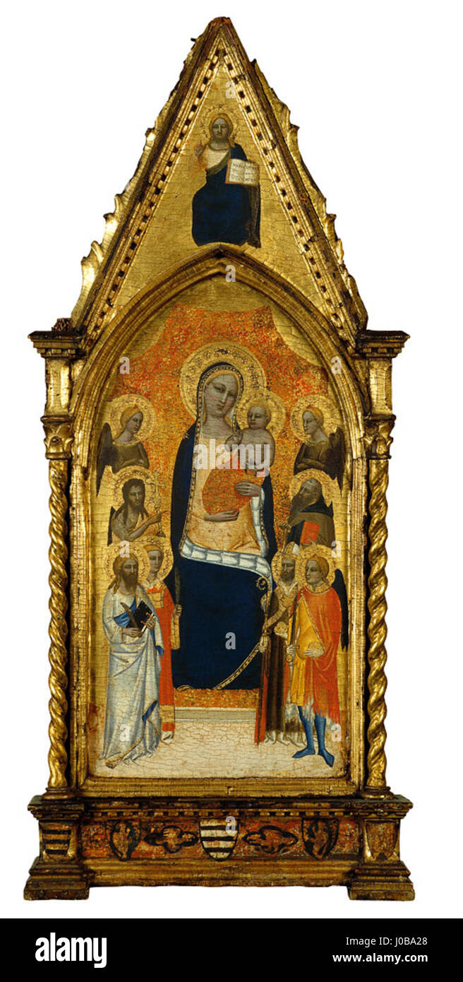 Niccolò di Tommaso’s painting 'La Virgen y el Niño entre Ángeles y Santos' depicts the Virgin ...