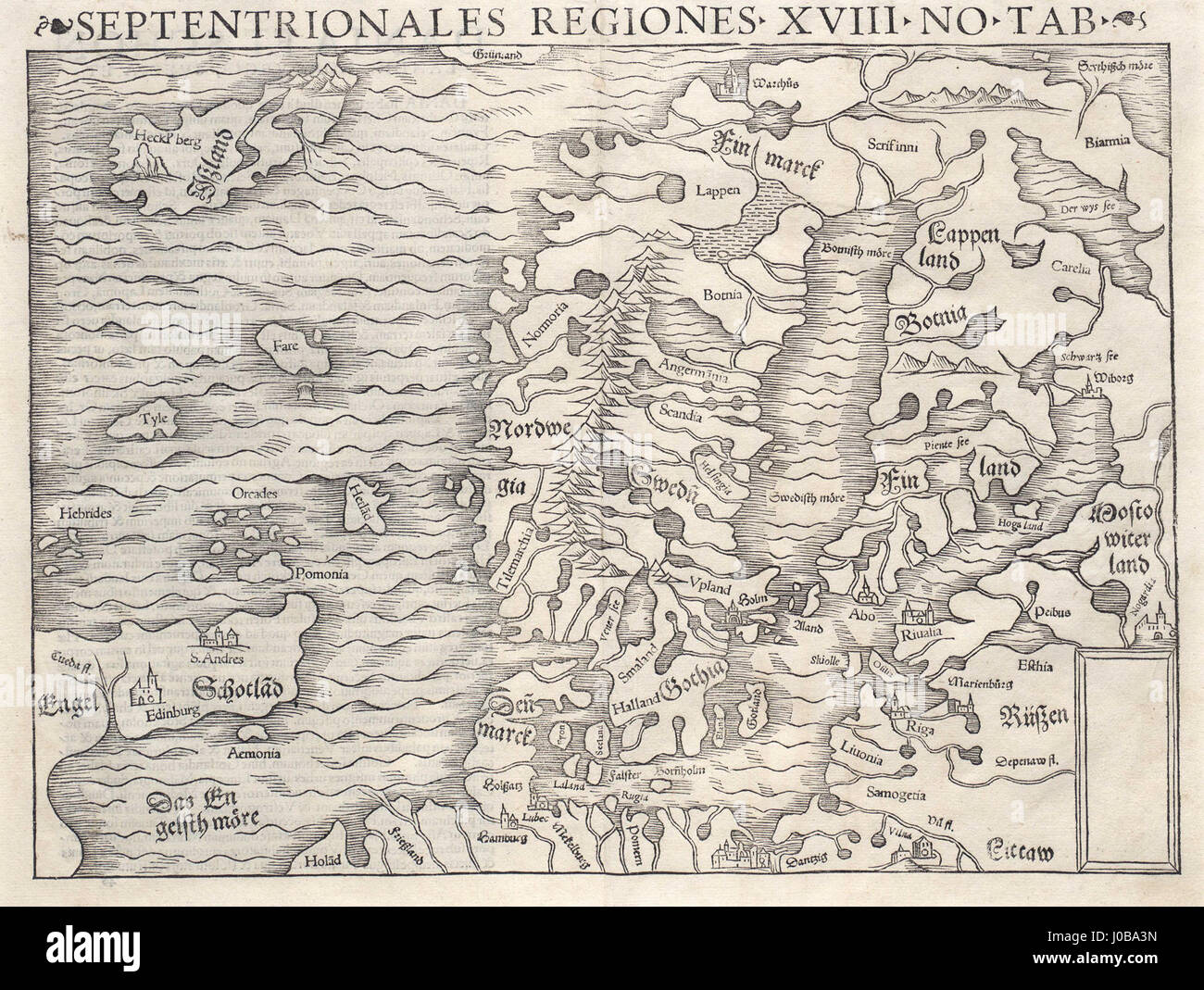 Sebastian Münster's 1545 map of Northern Europe provides a detailed ...