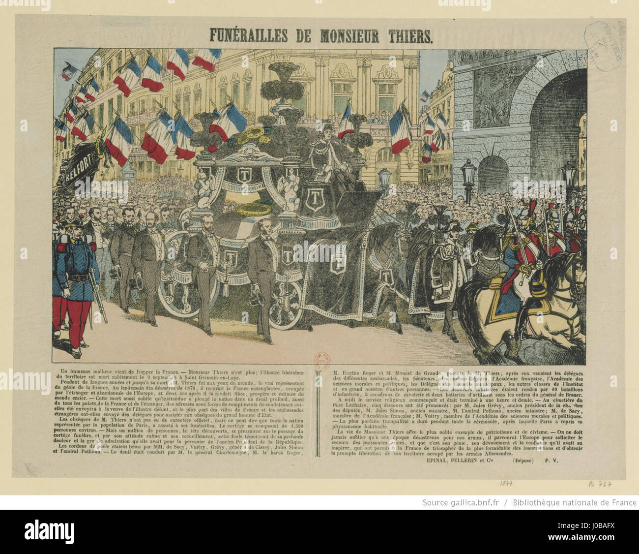 The 'Funérailles de Monsieur Thiers' depicts the funeral procession of ...