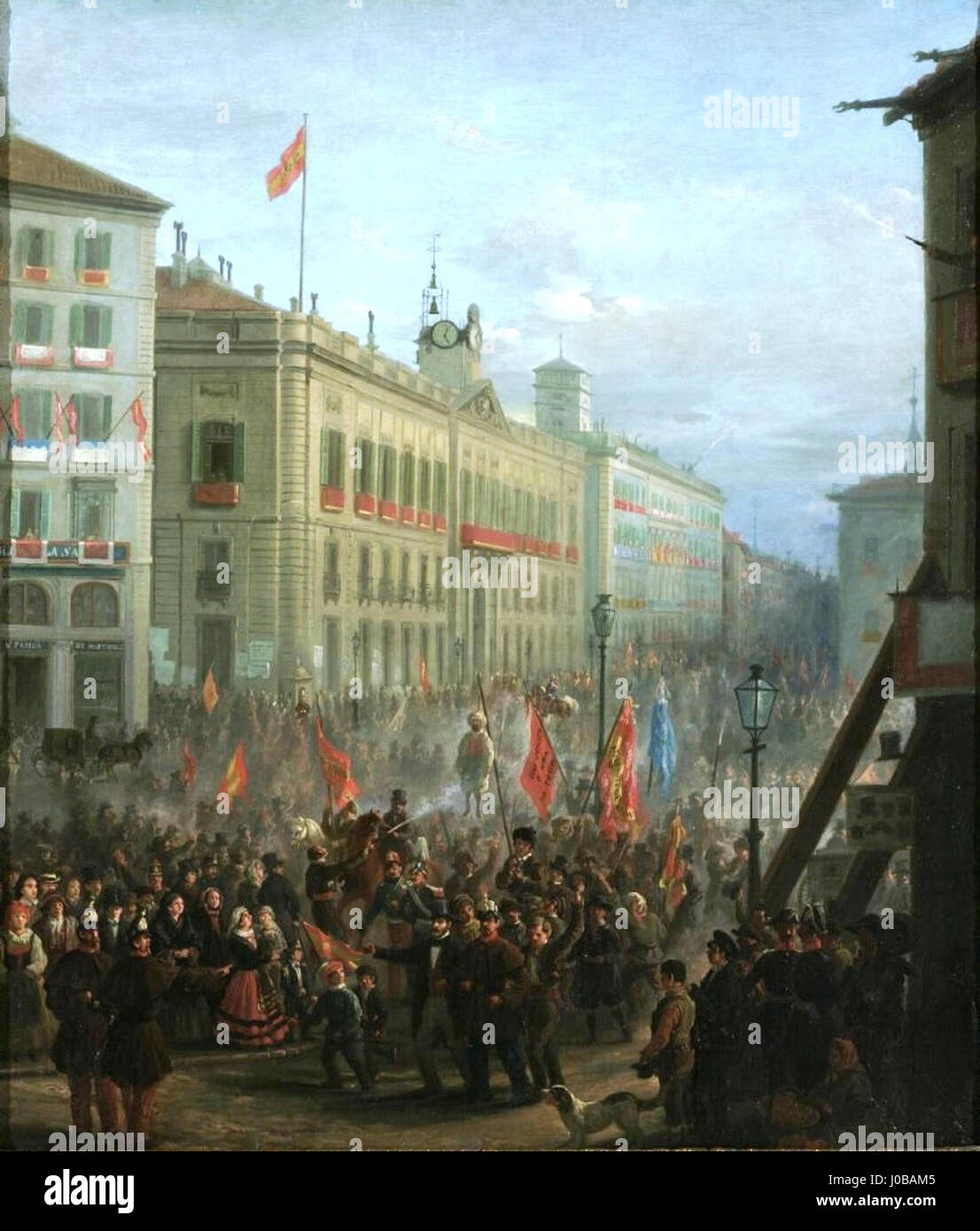 This painting by José Rivas depicts the reception of the African Army at Puerta del Sol, Madrid ...