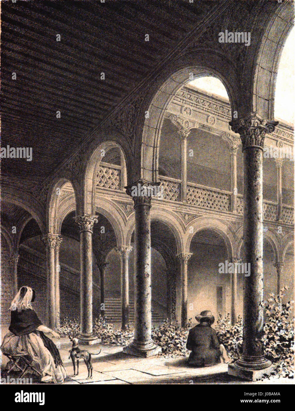 Francisco Javier Parcerisa's painting from 1853, 'Patio del Palacio ...