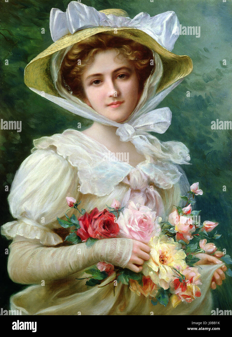 Émile Vernon’s portrait of an elegant lady with roses embodies grace ...