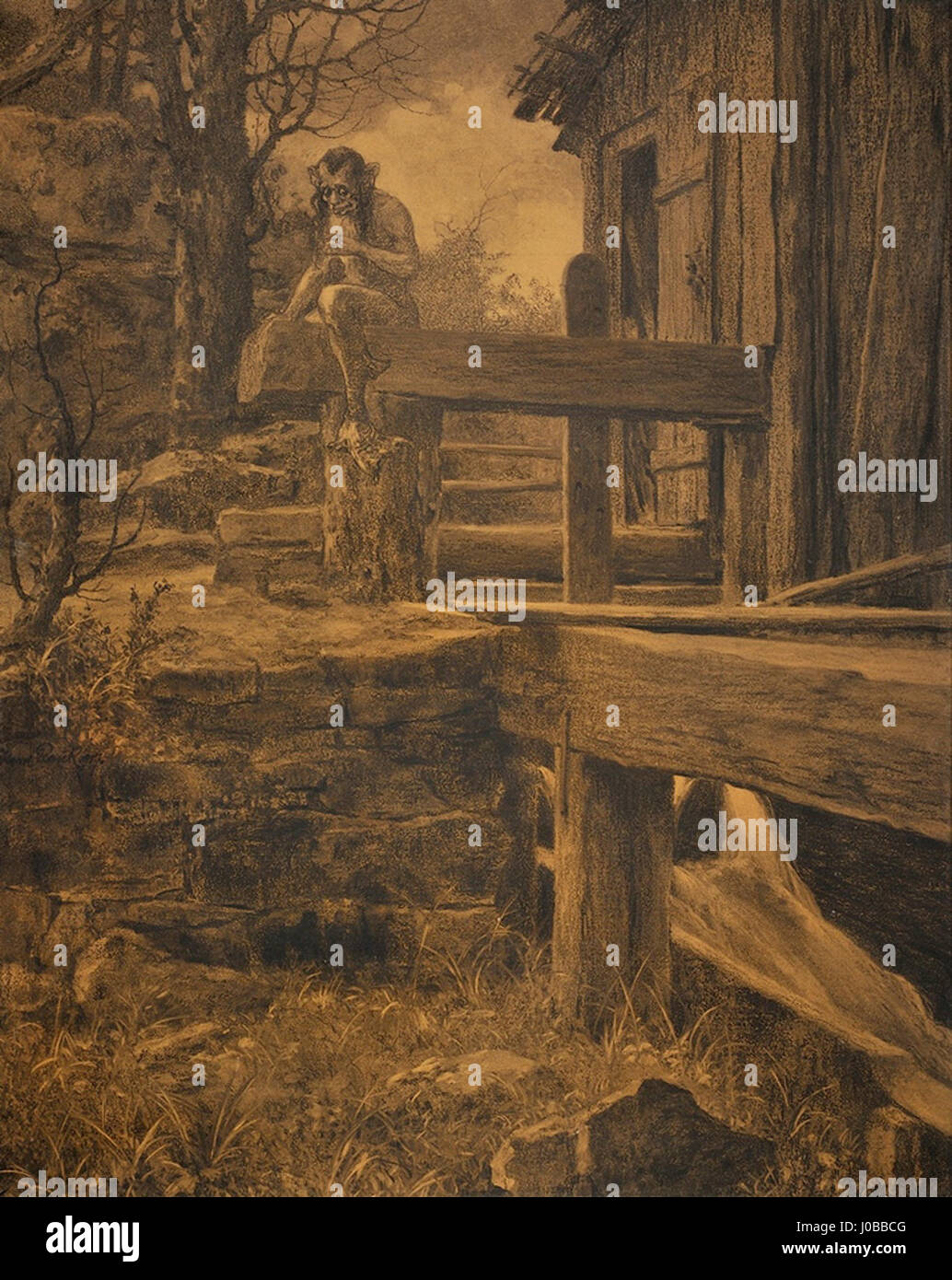 ‘Vodník’ by Karel Rasek (1917) depicts a water sprite from Czech ...