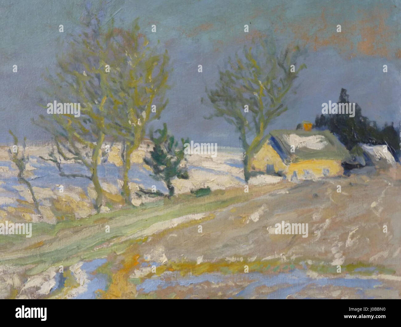 'Zima na Brodsku' by Otakar Stöfl is a landscape painting depicting a ...