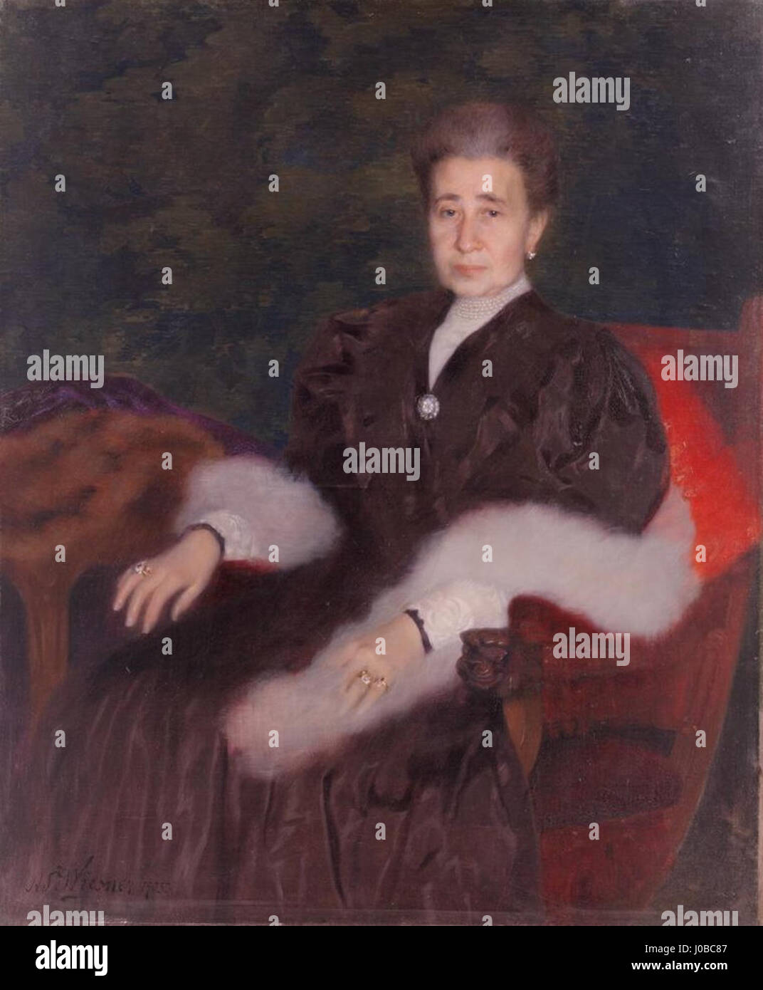 Adolf Wiesner’s 'Portrét starší ženy v červeném křesle' (Portrait of an ...