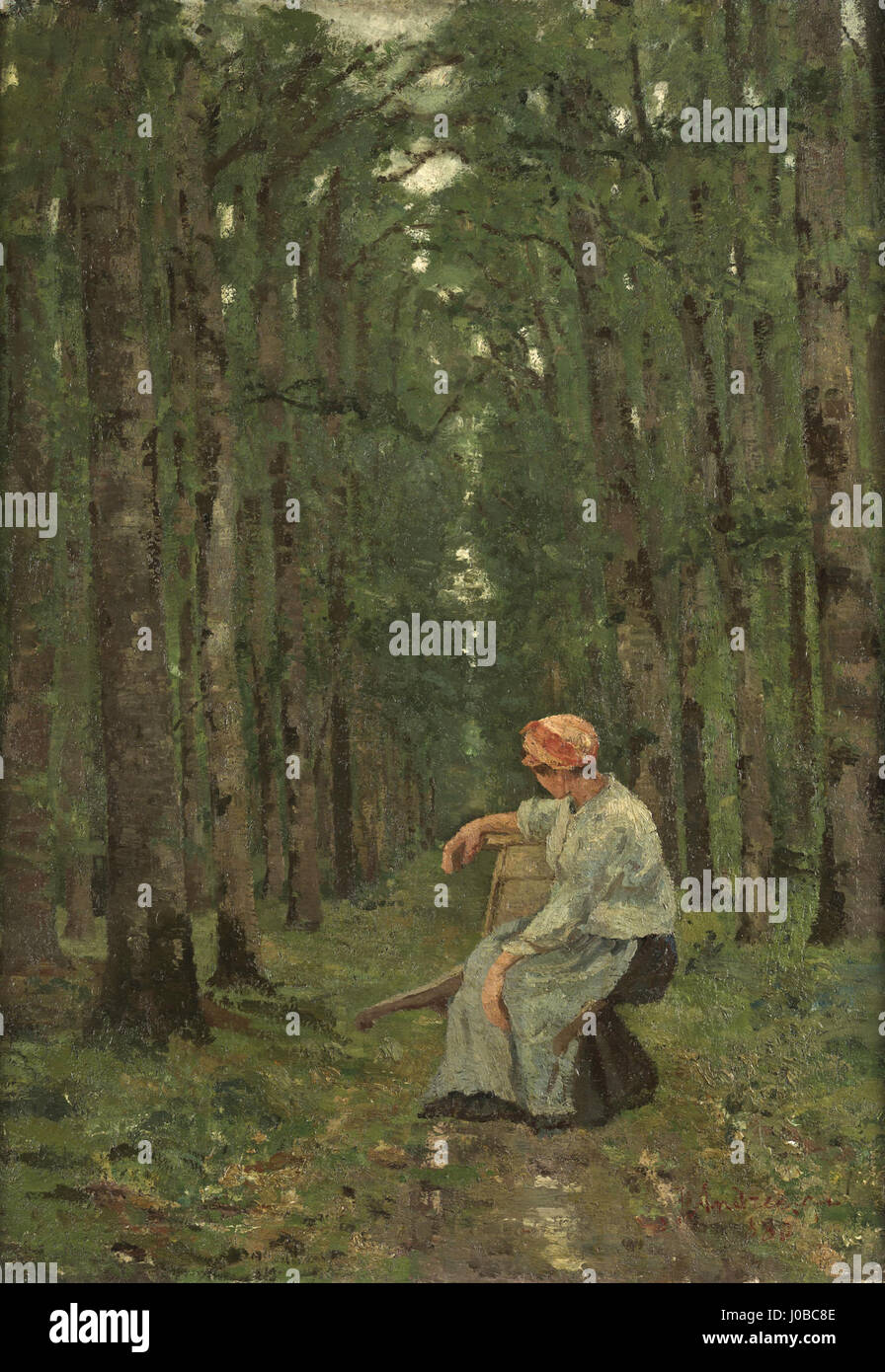 Ion Andreescu’s 'Femeie în pădure' (Woman in the Forest) from 1880 depicts a woman in a forest ...