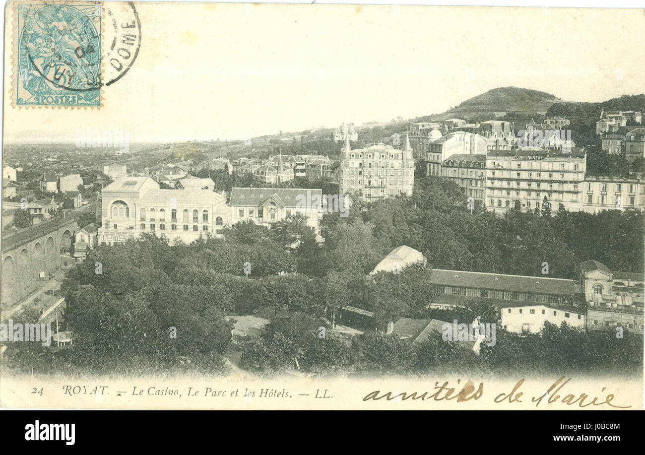 This artwork depicts the town of Royat, located in the Puy de Dôme ...