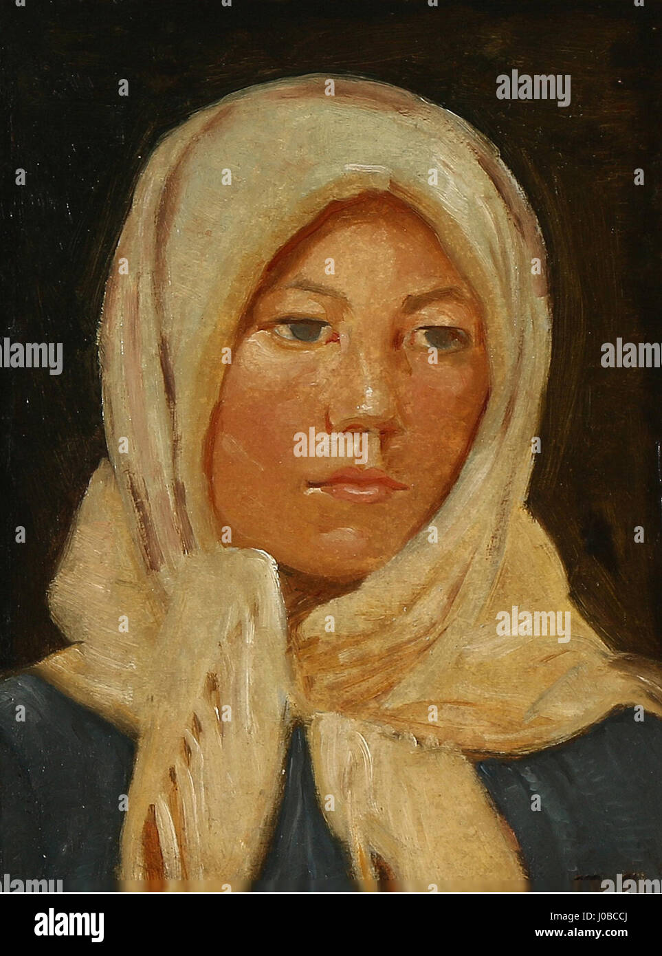 A painting by Danish artist Michael Ancher, depicting a young woman ...