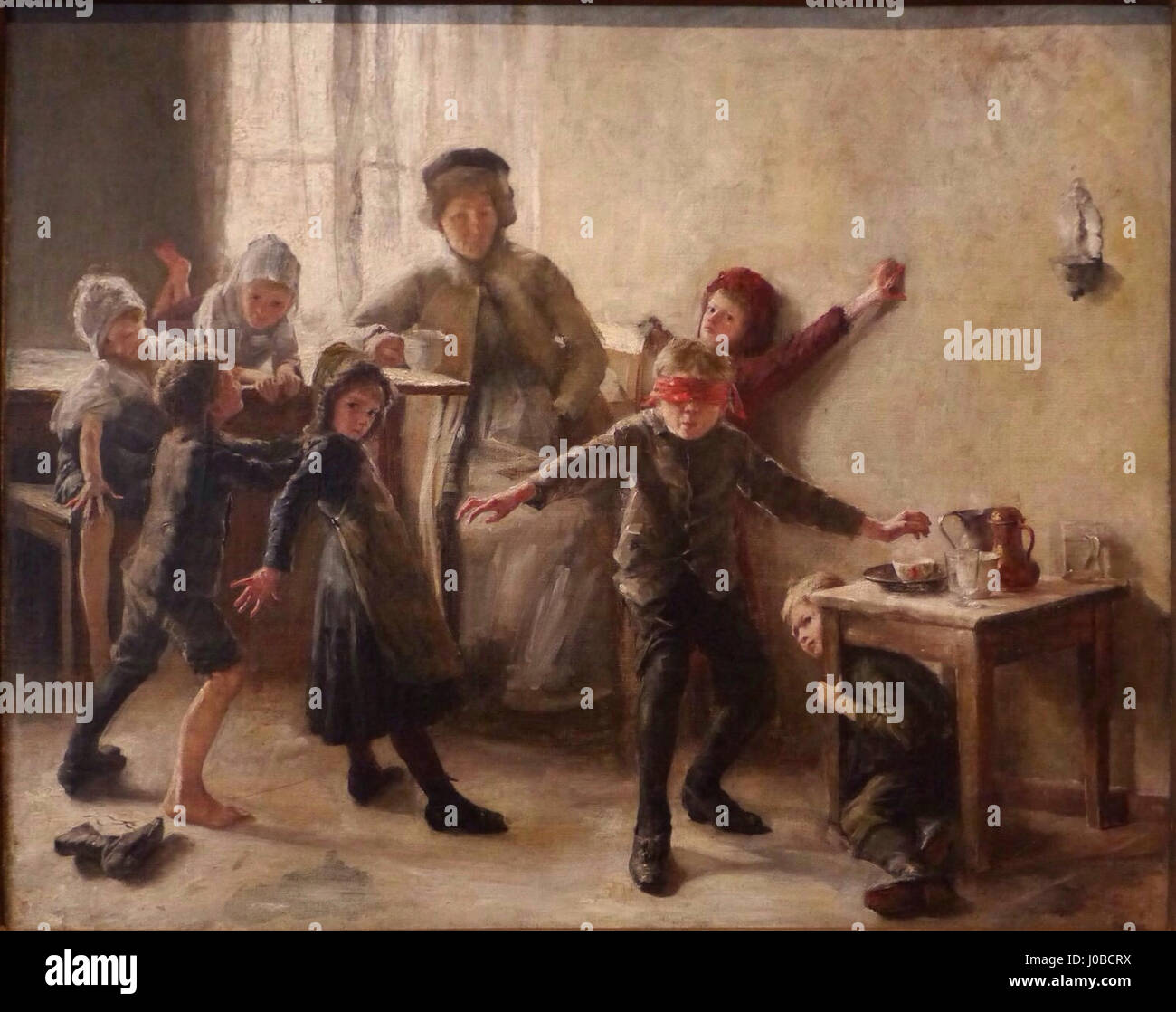 Ferdo Vesel's 'Slepe misi' (Blind Mice) is a painting illustrating the ...