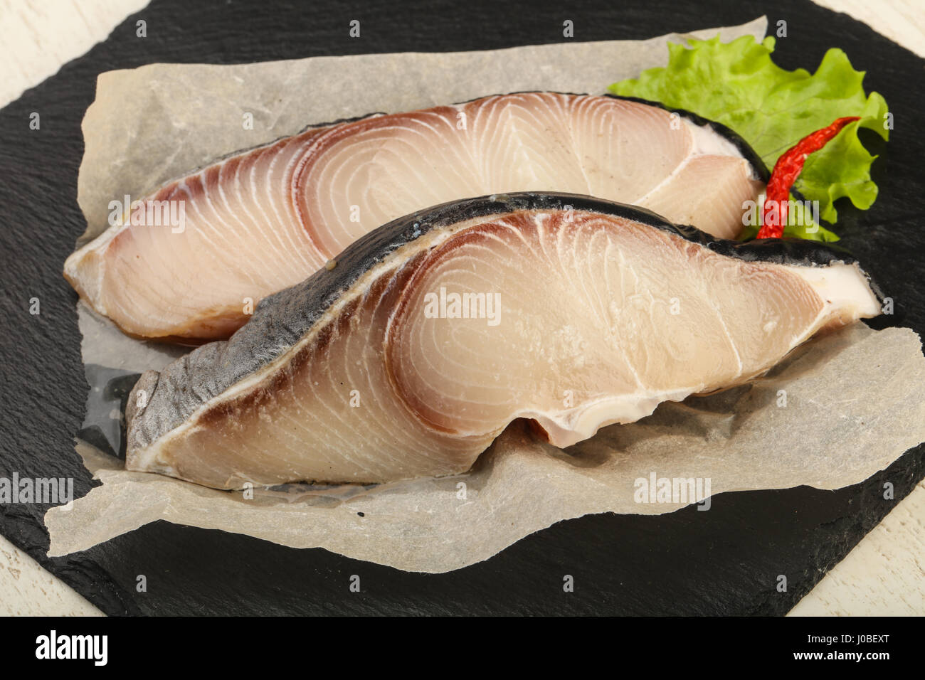 Raw juicy shark steak ready for grill Stock Photo - Alamy