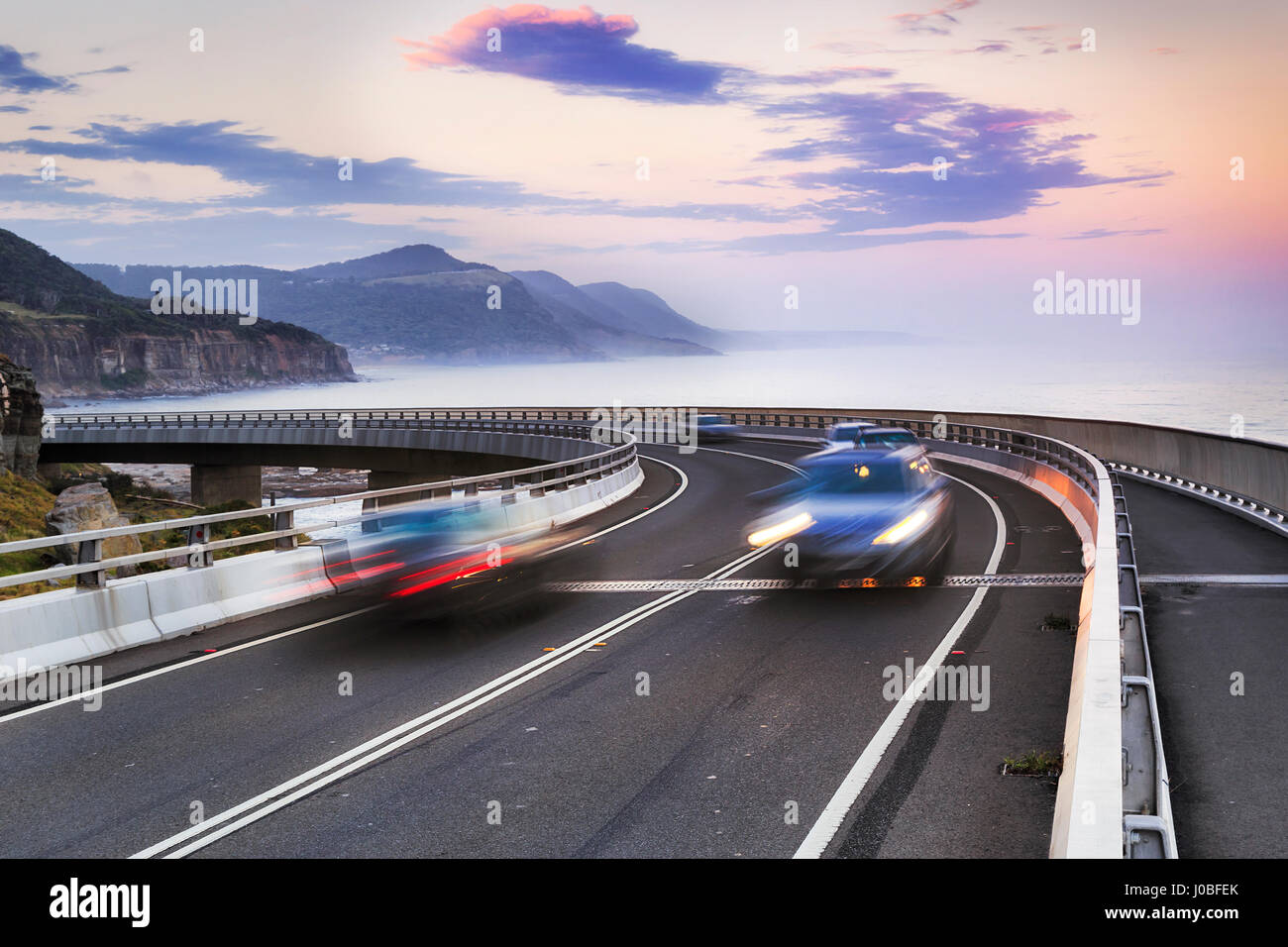 Sea cliff bridge of Grand Pacific drive tourist attraction in New South ...