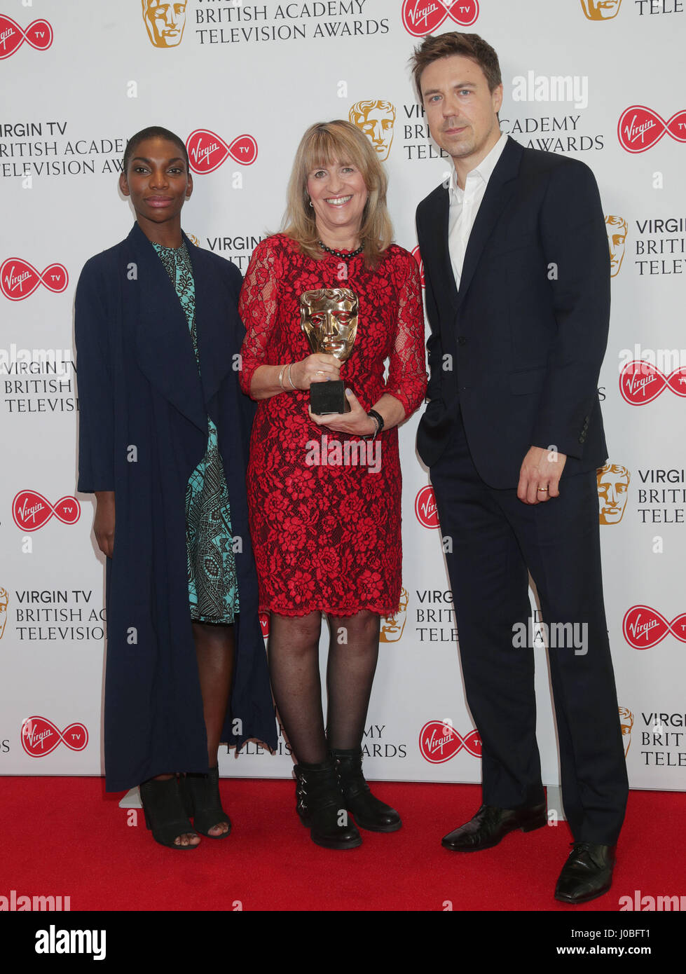 Jane Lush (centre), BAFTA Chair of the Academy, with Andrew Buchan and ...