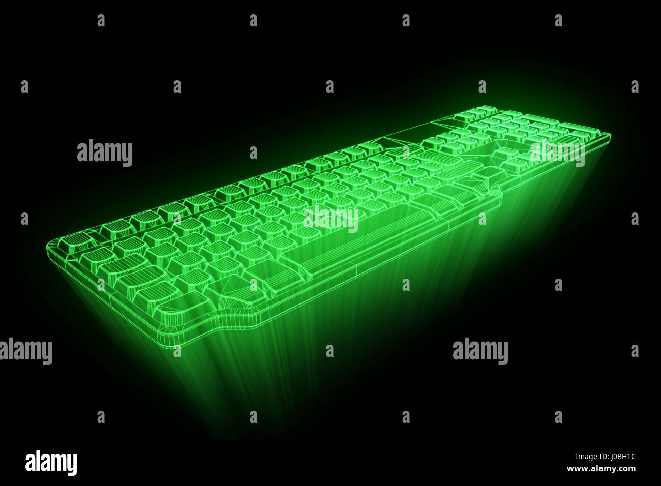 PC Keyboard in Hologram Wireframe Style. Nice 3D Rendering Stock Photo ...