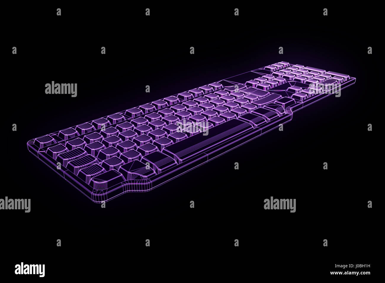 PC Keyboard in Hologram Wireframe Style. Nice 3D Rendering Stock Photo ...