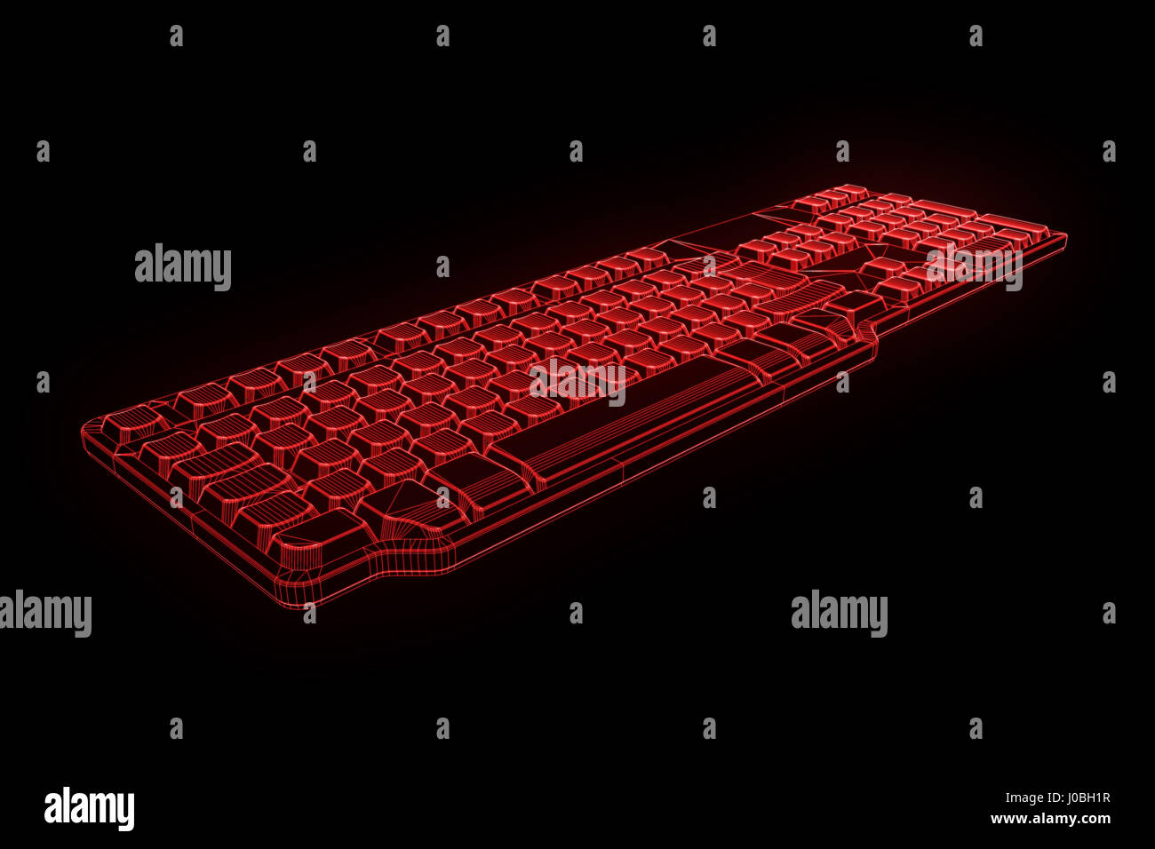 PC Keyboard in Hologram Wireframe Style. Nice 3D Rendering Stock Photo ...