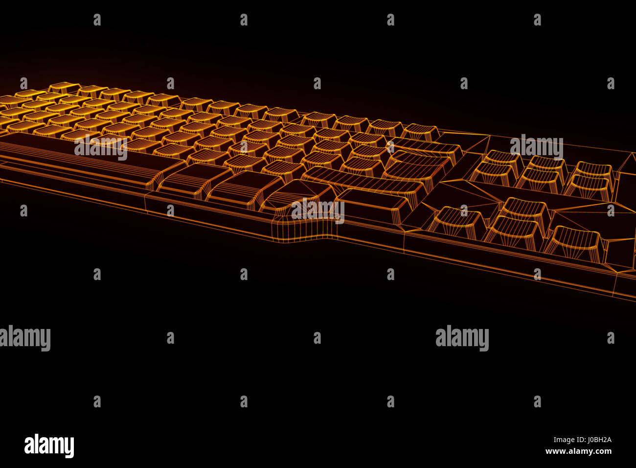 PC Keyboard in Hologram Wireframe Style. Nice 3D Rendering Stock Photo ...