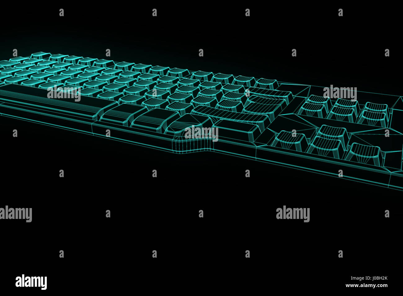 PC Keyboard in Hologram Wireframe Style. Nice 3D Rendering Stock Photo ...