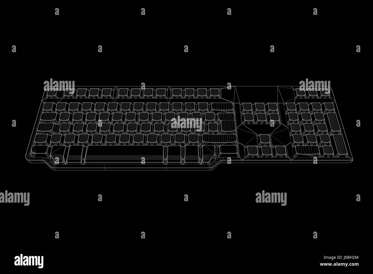 PC Keyboard in Hologram Wireframe Style. Nice 3D Rendering Stock Photo ...