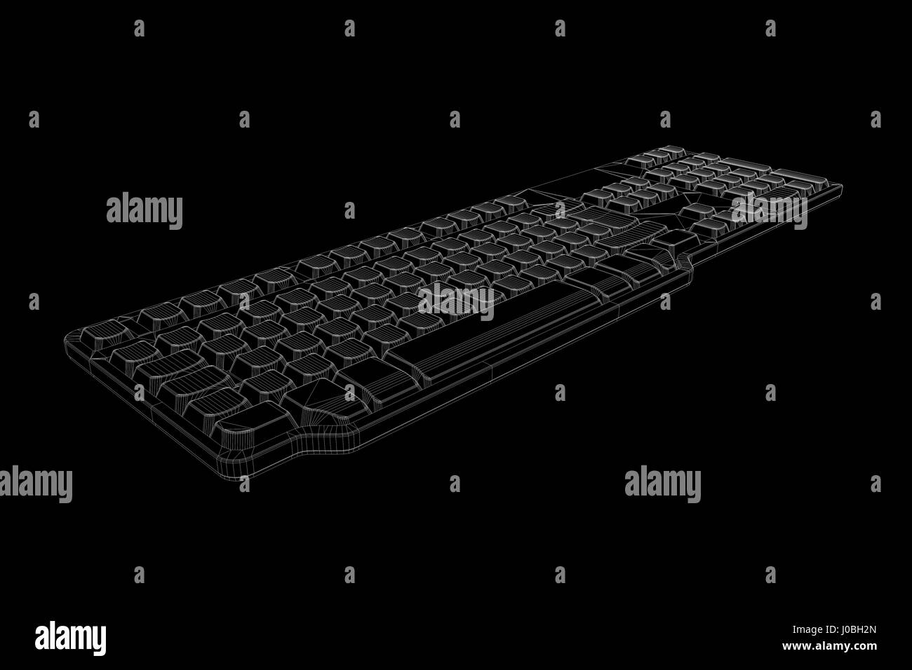 PC Keyboard in Hologram Wireframe Style. Nice 3D Rendering Stock Photo ...