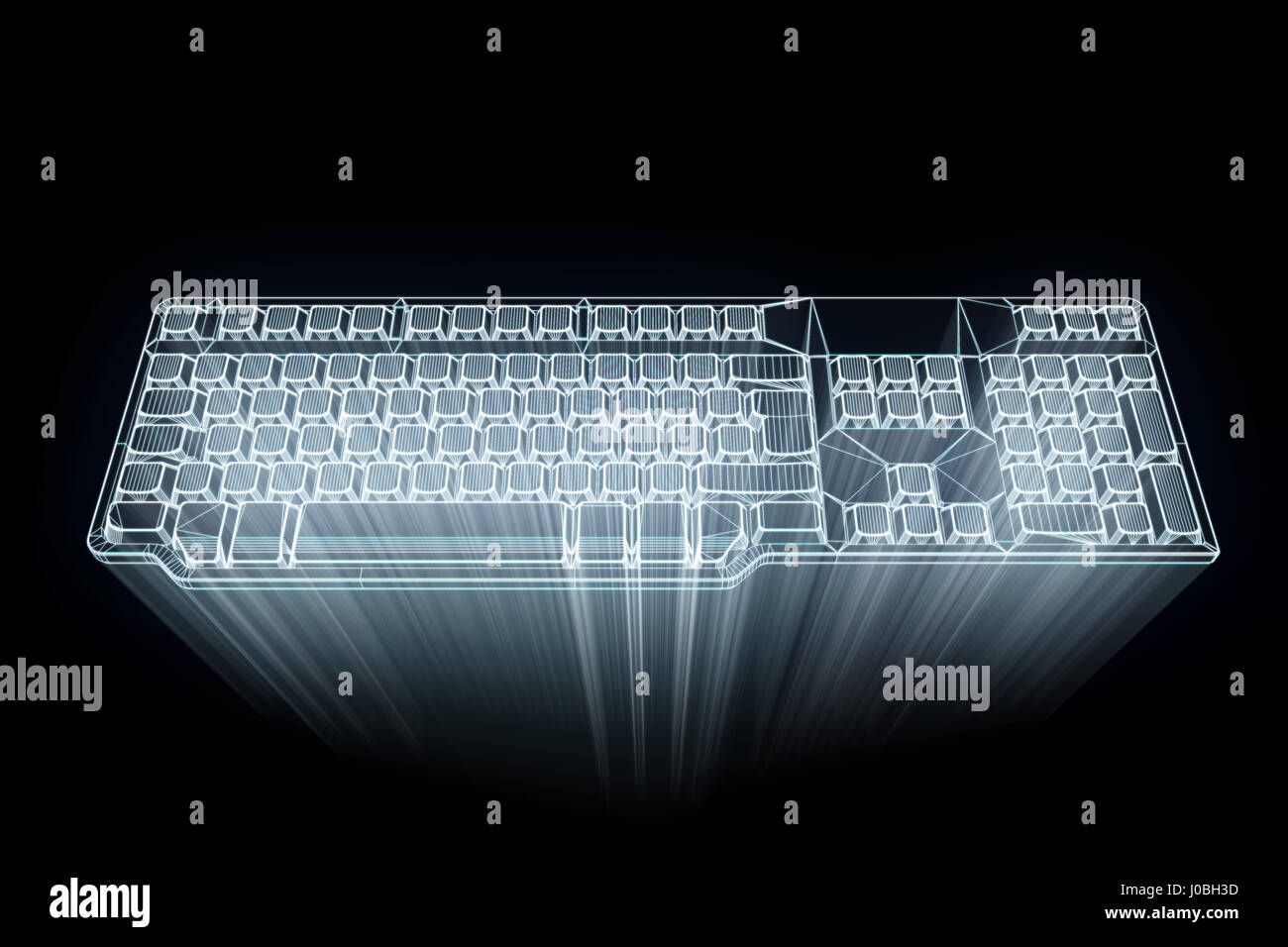 PC Keyboard in Hologram Wireframe Style. Nice 3D Rendering Stock Photo ...