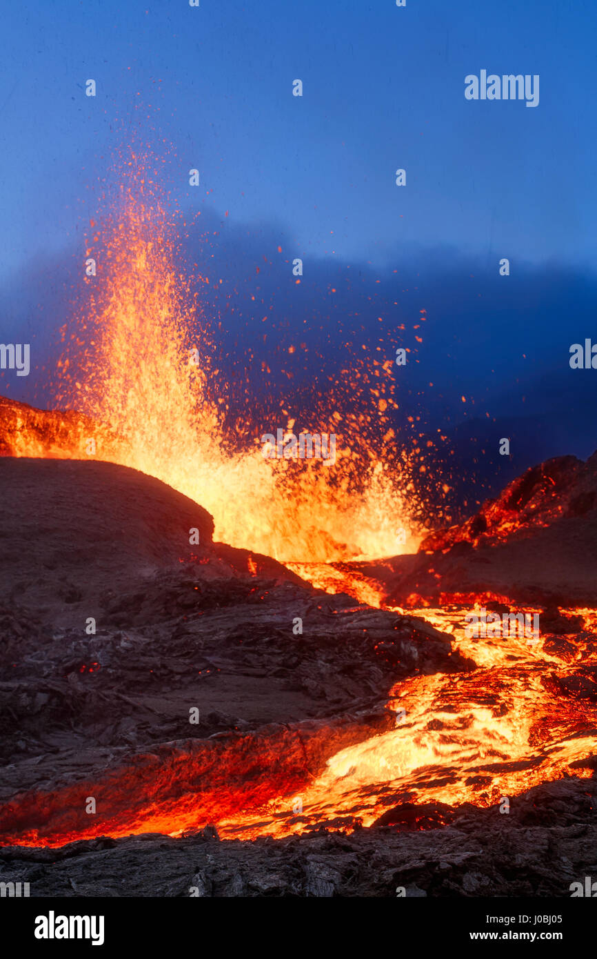 The powerful volcanic eruption lights up the night sky. HAIR-RAISING ...