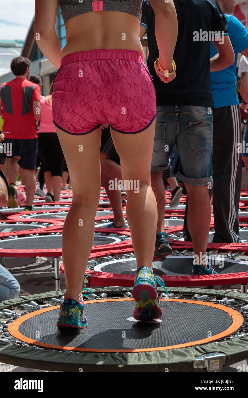 Trampoline gym class hi-res stock photography and images - Alamy