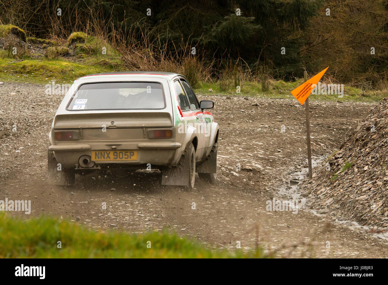 A competitor on the 2017 Rally North Wales navigates a bend on the ...