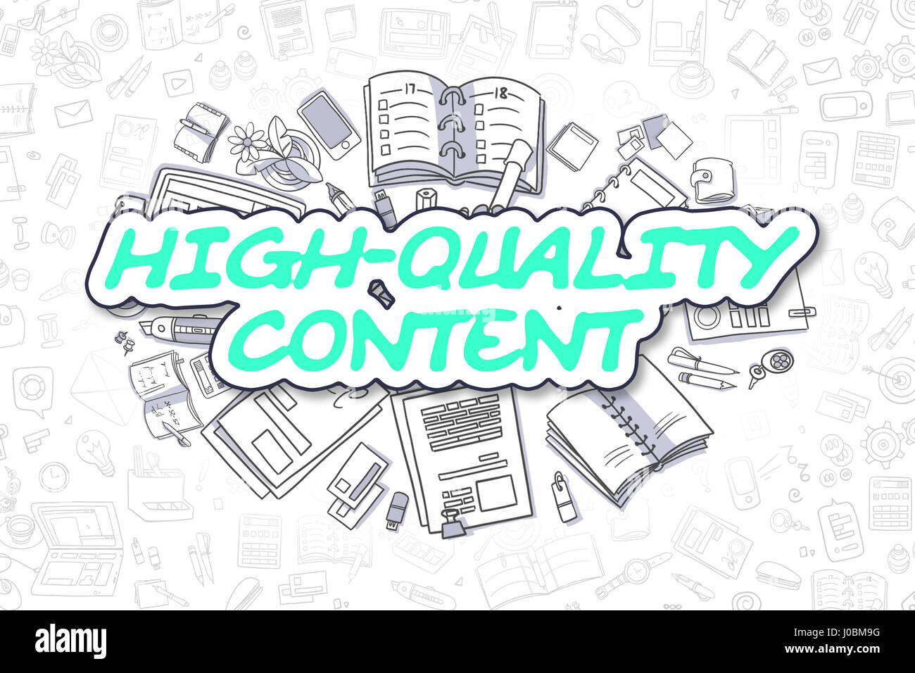 High-Quality Content - Doodle Green Word. Business Concept Stock Photo ...