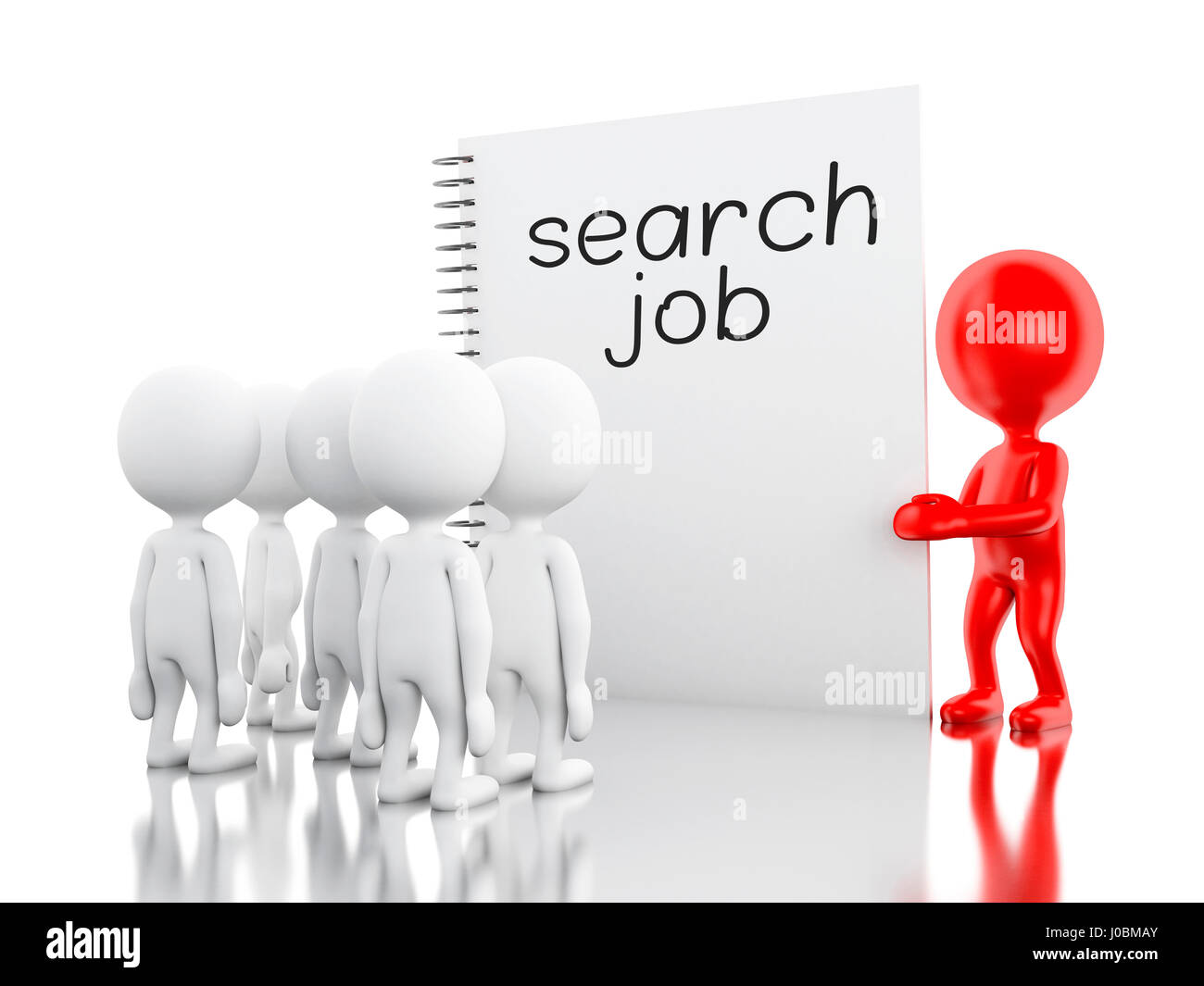 3d renderer image. White people, red leadership and notepad with word ...