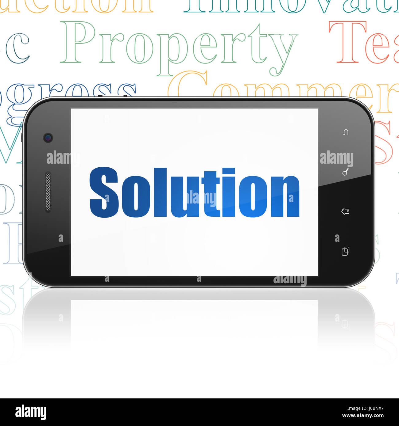 Business concept: Smartphone with Solution on display Stock Photo - Alamy