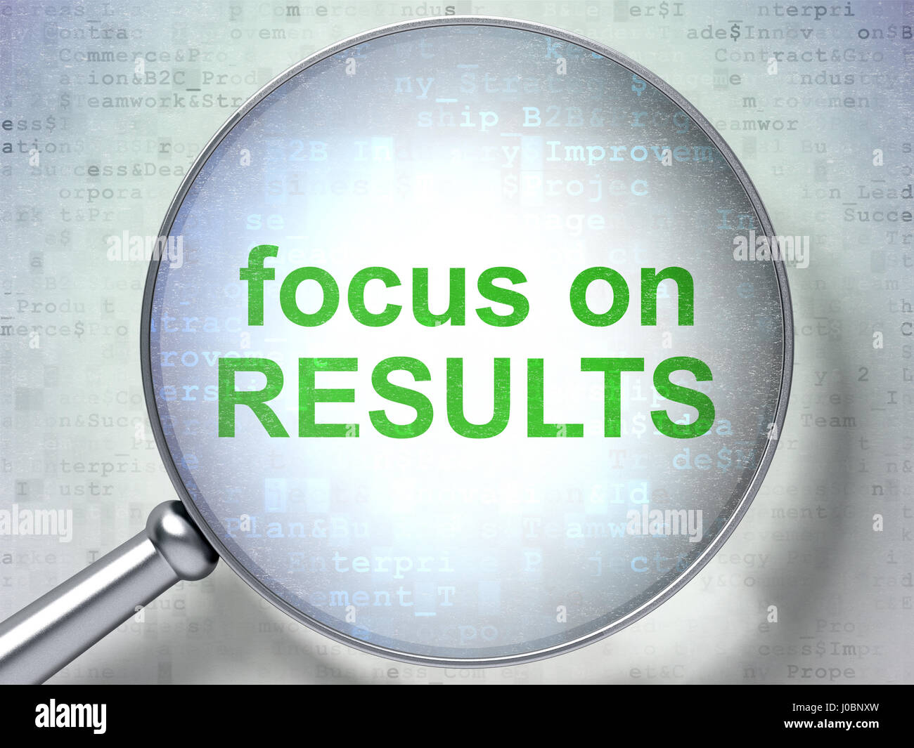 Business concept: Focus on RESULTS with optical glass Stock Photo - Alamy