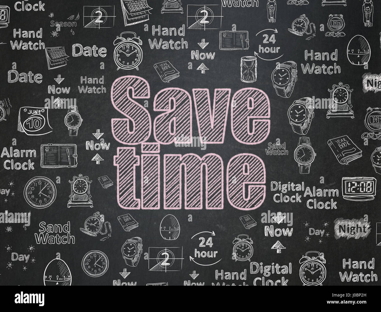Timeline concept: Save Time on School board background Stock Photo - Alamy