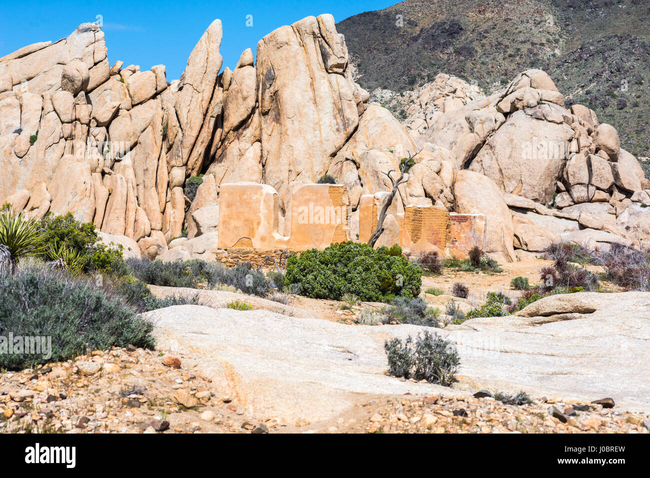 Desert landscape and the remnants of the Ryan Ranch. Joshua Tree ...