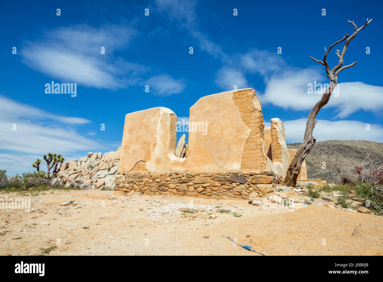 Desert landscape and the remnants of the Ryan Ranch. Joshua Tree ...