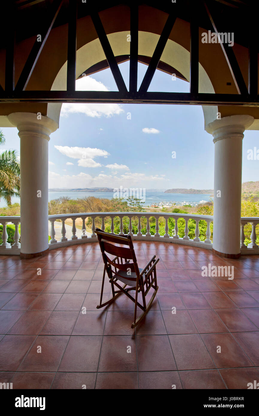 Rocking chair on a patio overlookig Papagayo Bay, Costa Rica Stock ...