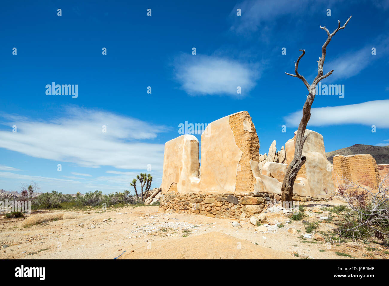 Desert landscape and the remnants of the Ryan Ranch. Joshua Tree ...