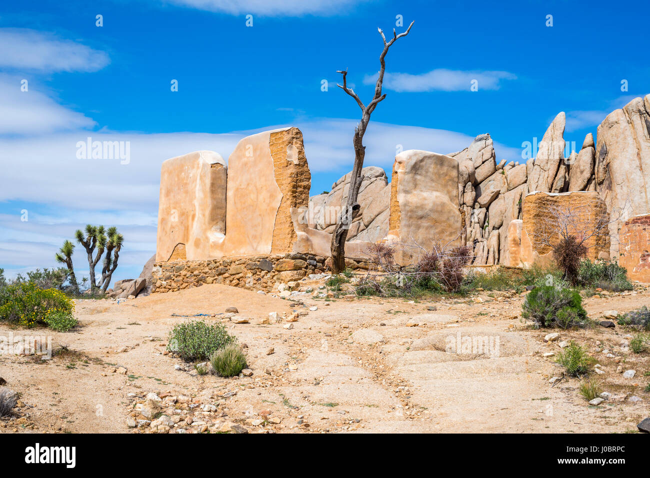 Desert landscape and the remnants of the Ryan Ranch. Joshua Tree ...