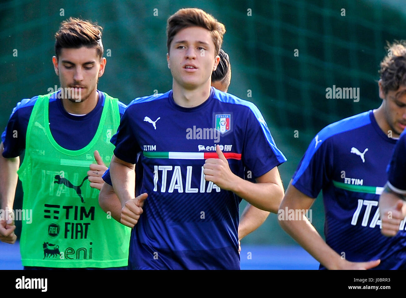 Florence, Italy. 11th Apr, 2017. Italy's player Federico Chiesa during ...