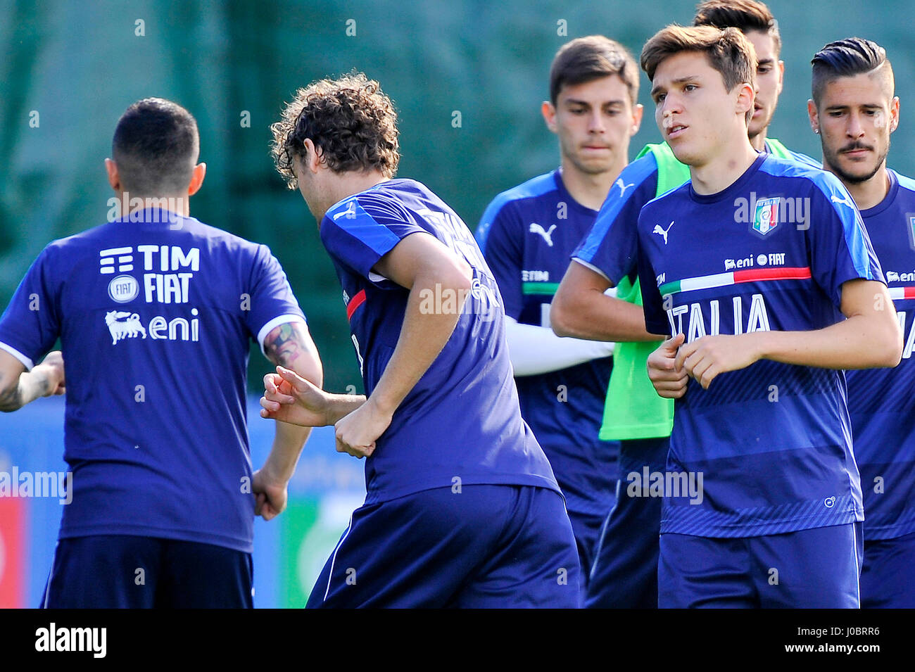 Florence, Italy. 11th Apr, 2017. Italy's player Federico Chiesa during ...