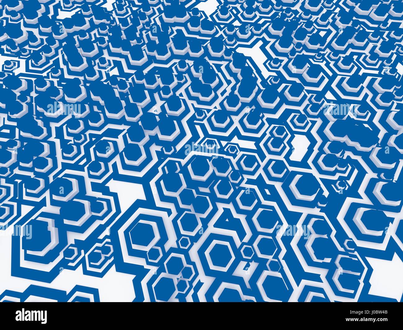 Geometric background wih random hexagon elements and blue stripes. 3d ...